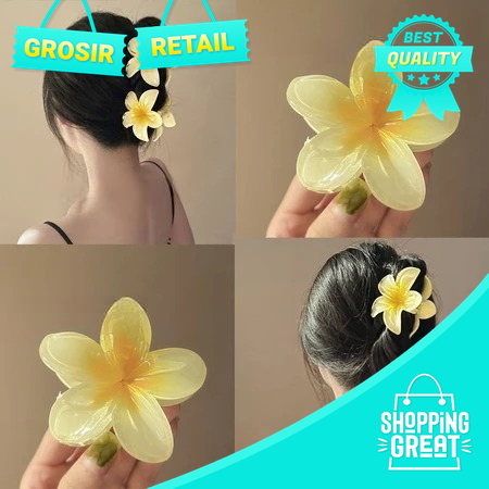Jual RETAIL JR-A003 Jepit Rambut Korea Viral Jedai Bunga Kamboja Wanita ...