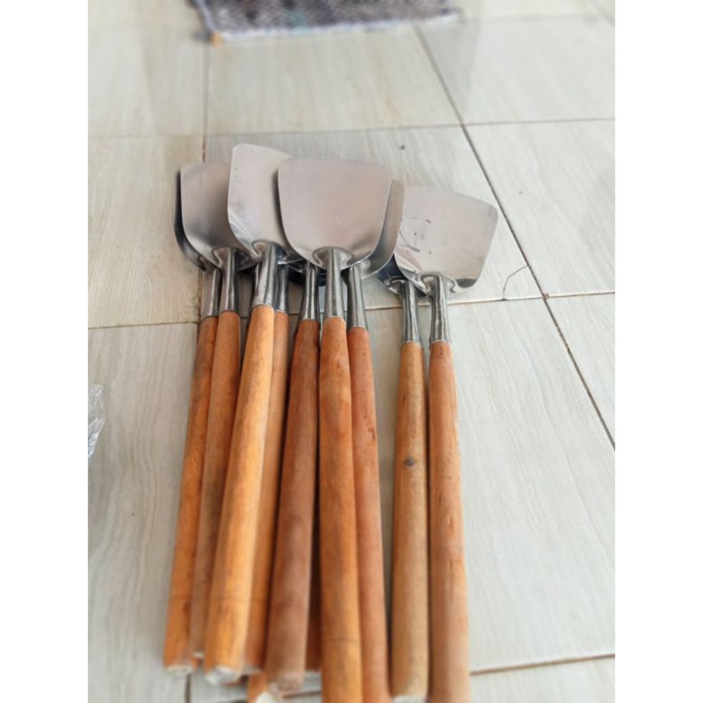 Jual spatula stainless gagang kayu besar/Sutil gagang kayu jumbo/sodet ...