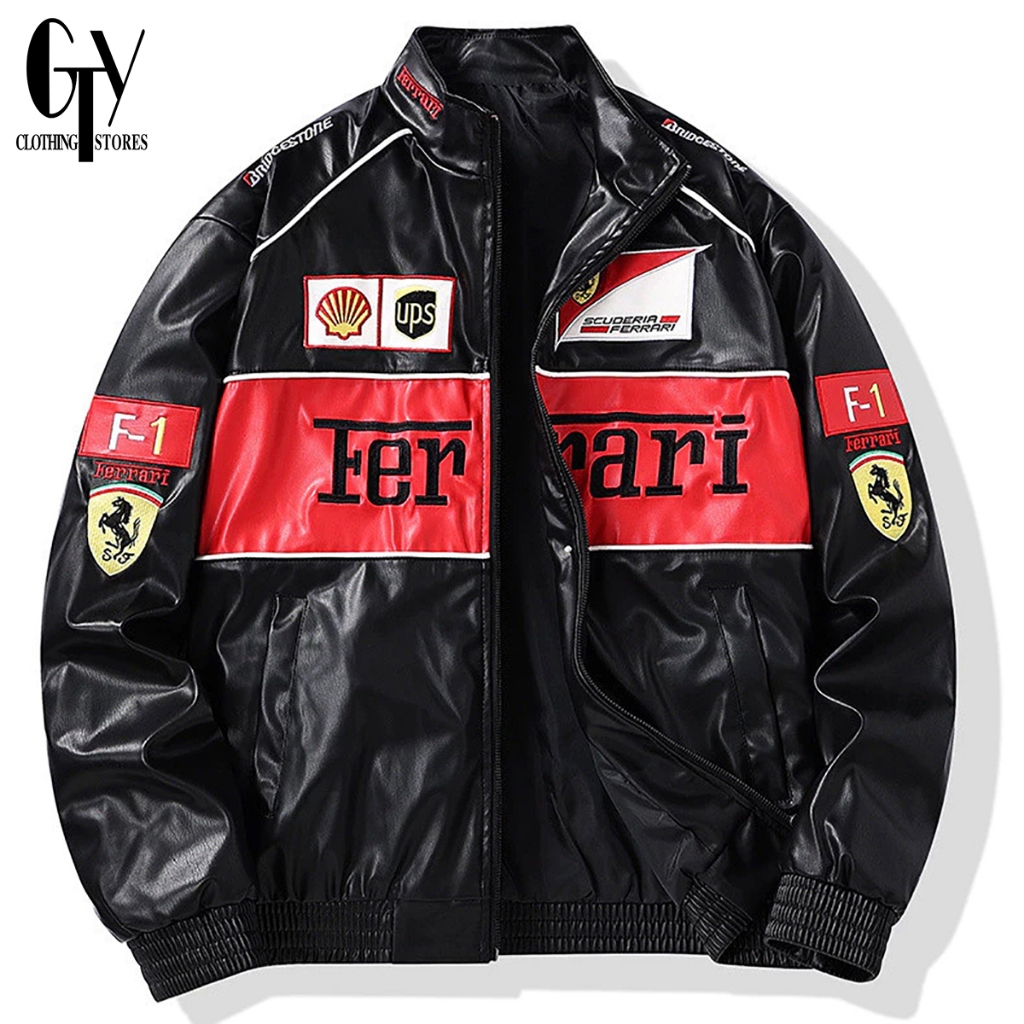 Jual GTY Jaket Kulit Ferrari F1 Racing Unisex Bordir Retro Desain ...