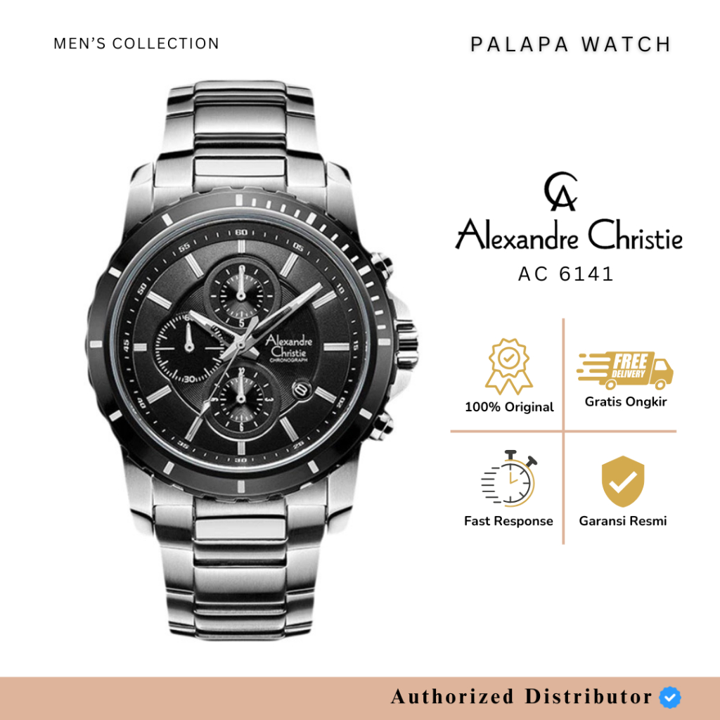 Jual Jam Tangan Pria Alexandre Christie AC 6141 Silver Black ...