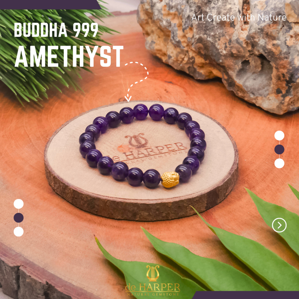 Jual [Gelang Batu Asli Natural] de HARPER model Buddha 999 Amethyst ...