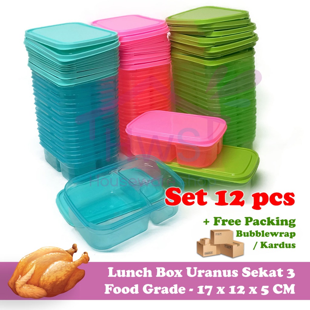 Jual [LUSIN] Wadah Bekal / Tempat Makan Sekat 3 - Lunch Box Uranus Food ...