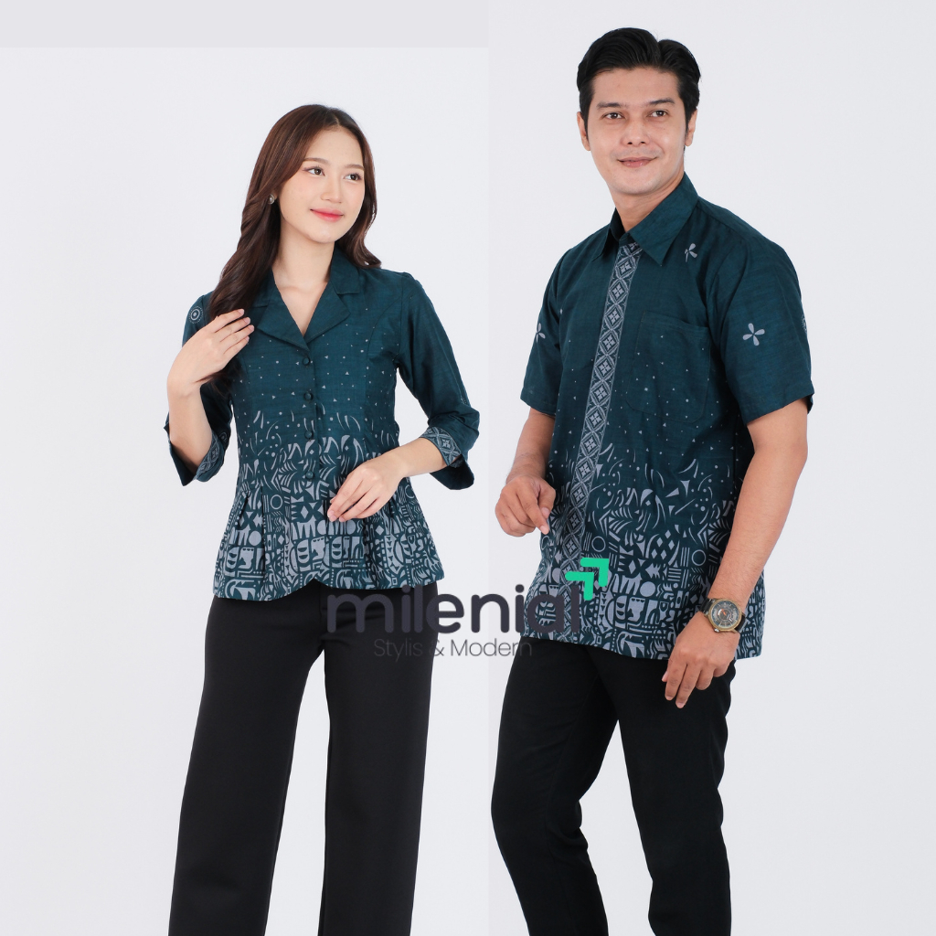 Jual Milenial Batik Couple Atasan Batik Wanita Batik Pria Kemeja Blouse ...