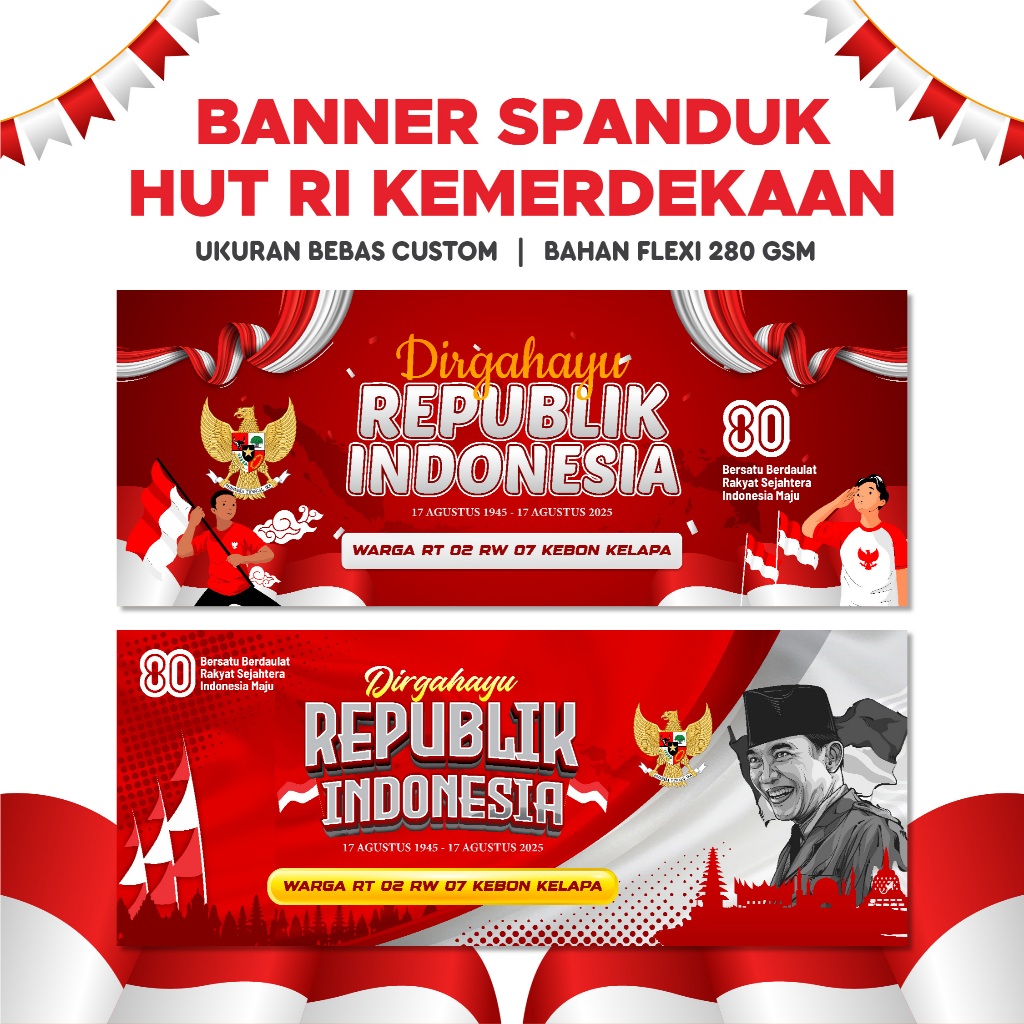 Jual Banner Spanduk HUT RI 80 | Kemerdekaan 17 Agustus Backdrop | FREE ...
