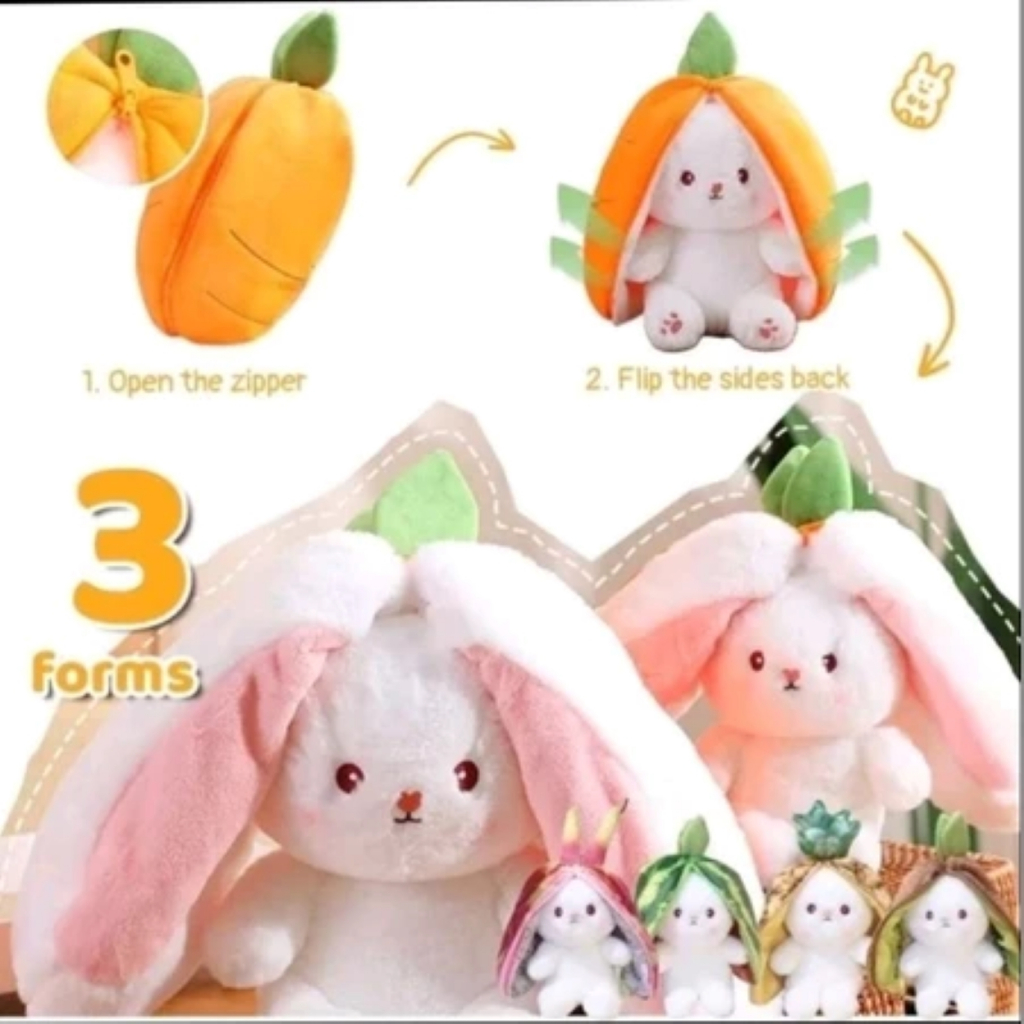 Jual Boneka kelinci stroberi wortel flip viral mainan mewah hadiah ...