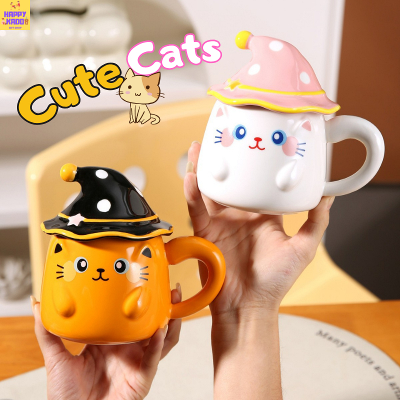 Jual Gelas Mug Cute Cats Kucing Imut Bertopi Aesthetic Keramik Imut ...