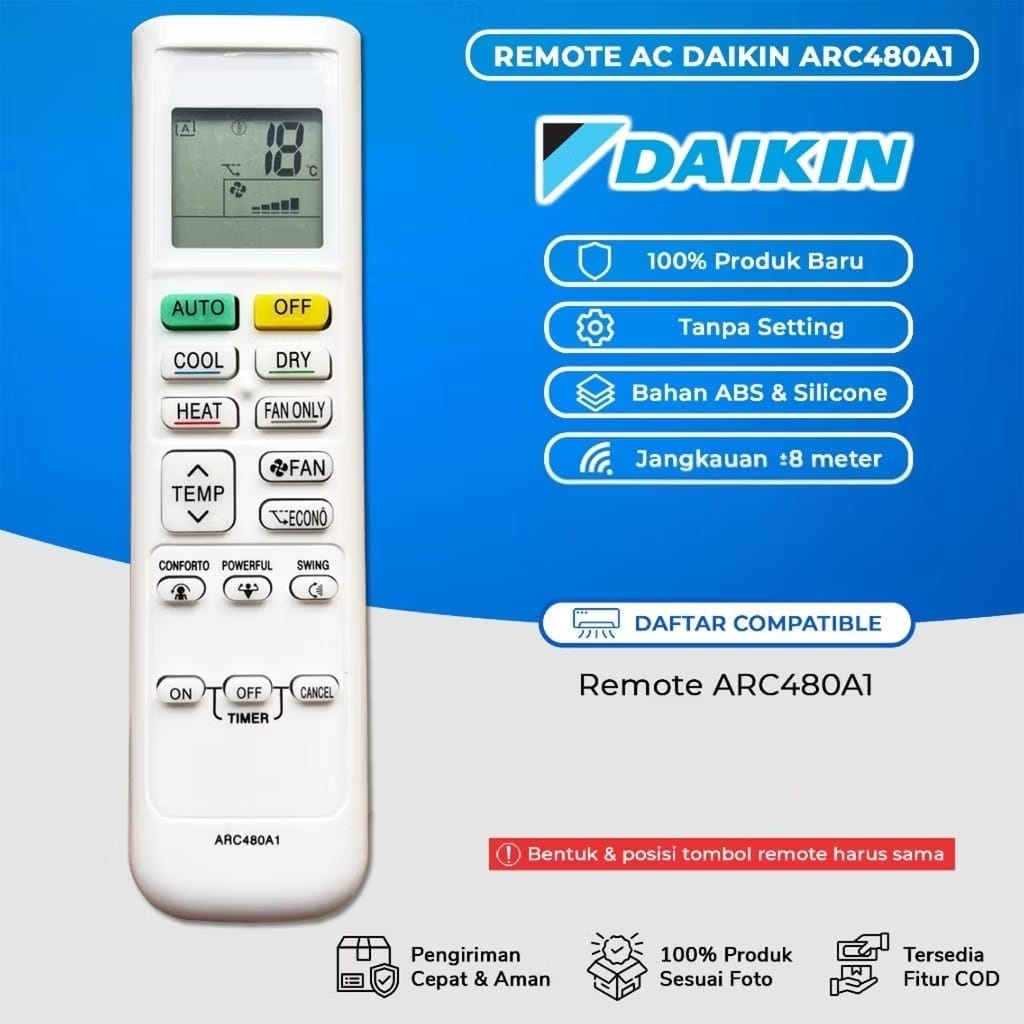 Jual Remote Remot AC DAIKIN ARC480A1 ARC480A33 ARC480A35 ARC480A21 ...