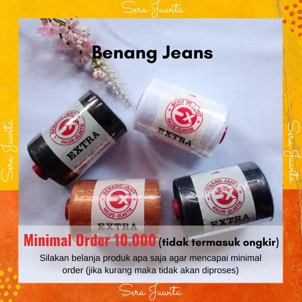 Jual [EXTRA] Benang Jahit Jeans/ Bahan Tebal 20/2 500 Yard Hitam Putih ...