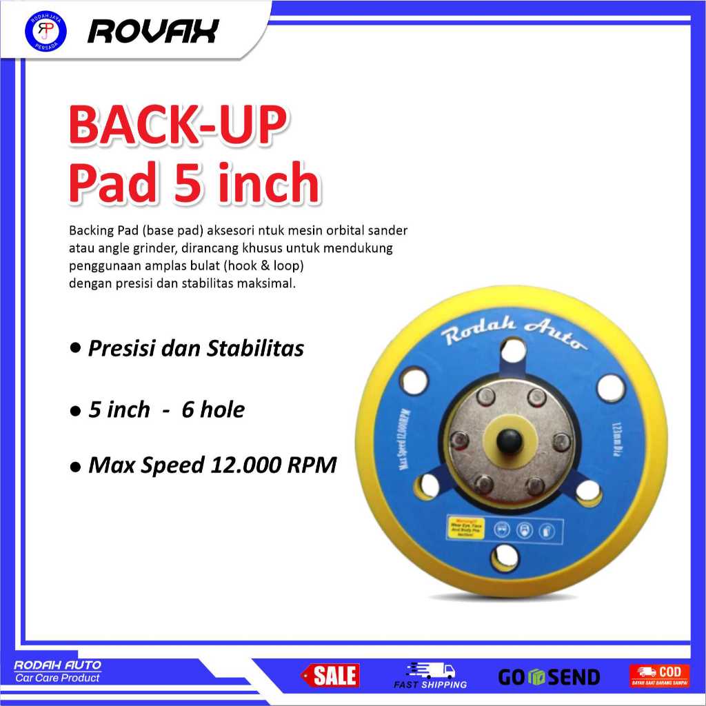 Jual Rodah Auto Back-Up Pad ukuran 5 inch- untuk mesin amplas | Shopee ...