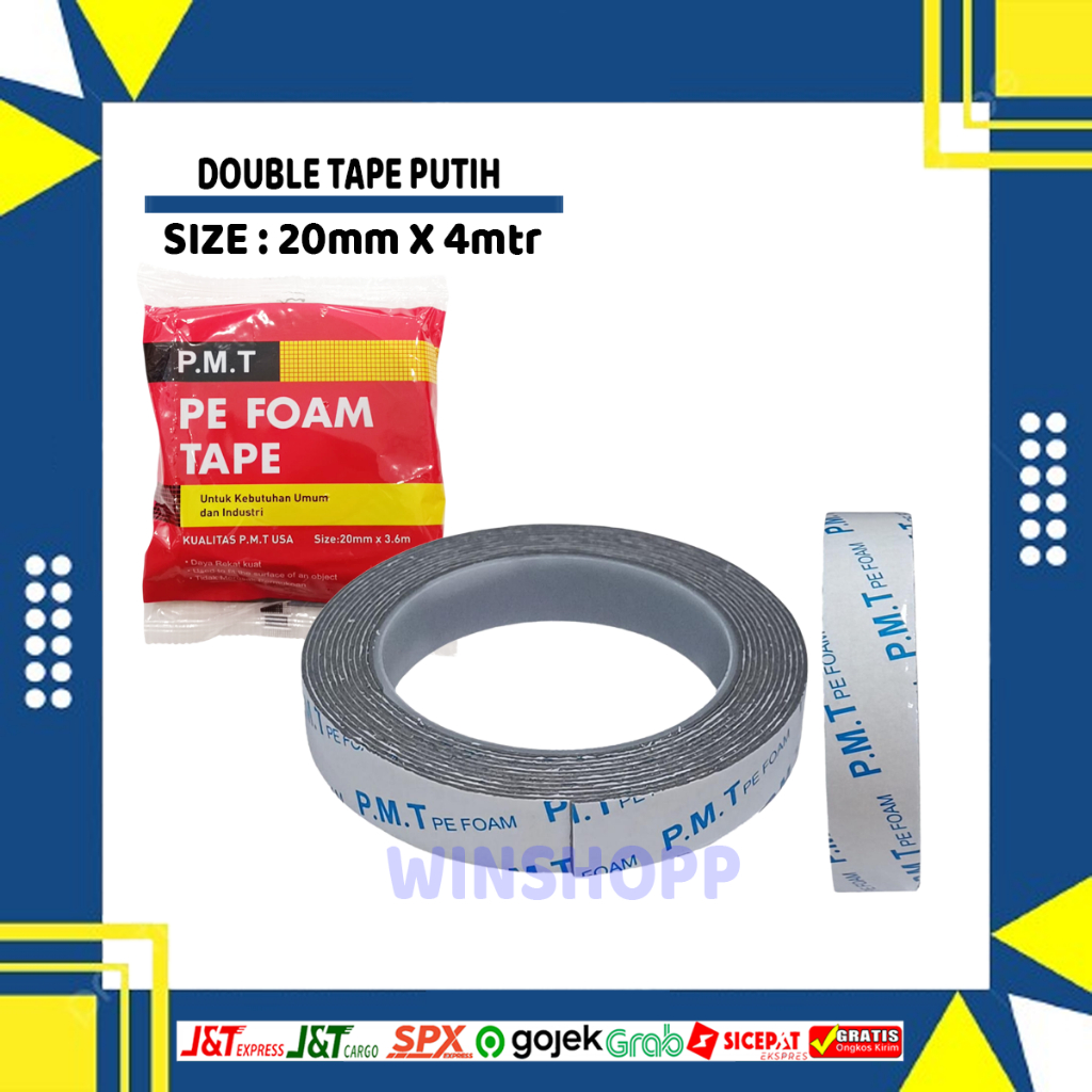 Jual Double Tape Putih Foam White 20mm X 3.6mtr isolasi putih | Shopee ...