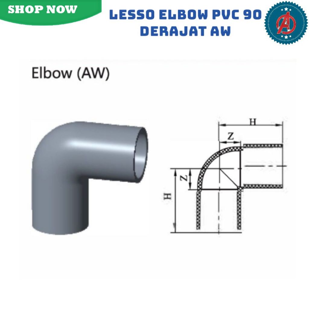 Jual Elbow / Knee PVC 90 AW Lesso / Elbow 90 AW Lesso / Elbow 1/2'' - 2 ...