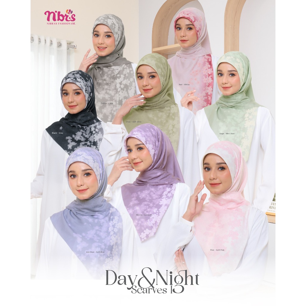 Jual NIBRAS HIJAB TERBARU DAY And NIGHT SCARVES Bahan Soft Voal By NIbras Hijab Motif Elegant ...