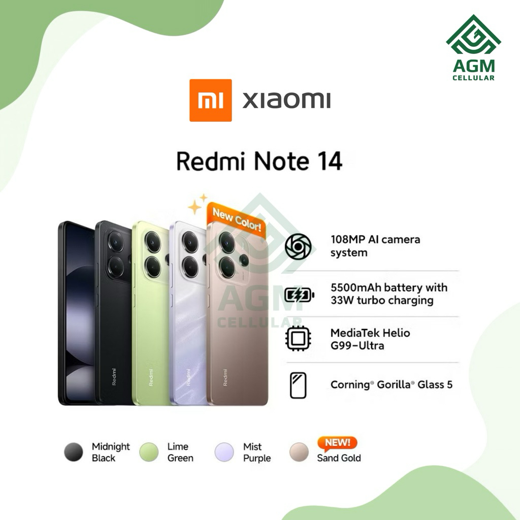 Jual HANDPHONE XIAOMI REDMI NOTE 14 4G RAM 8GB/256GB | 8GB/128GB ...