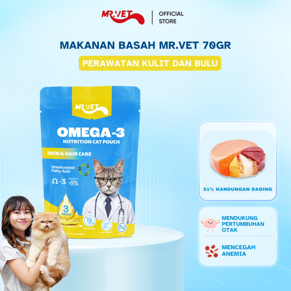 Jual [Makanan Kucing Basah] Mr. Vet Makanan Kucing Basah OMEGA-3 ...