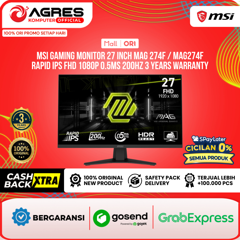 Jual MSI GAMING MONITOR 27 INCH MAG 274F / MAG274F RAPID IPS FHD 1080P ...