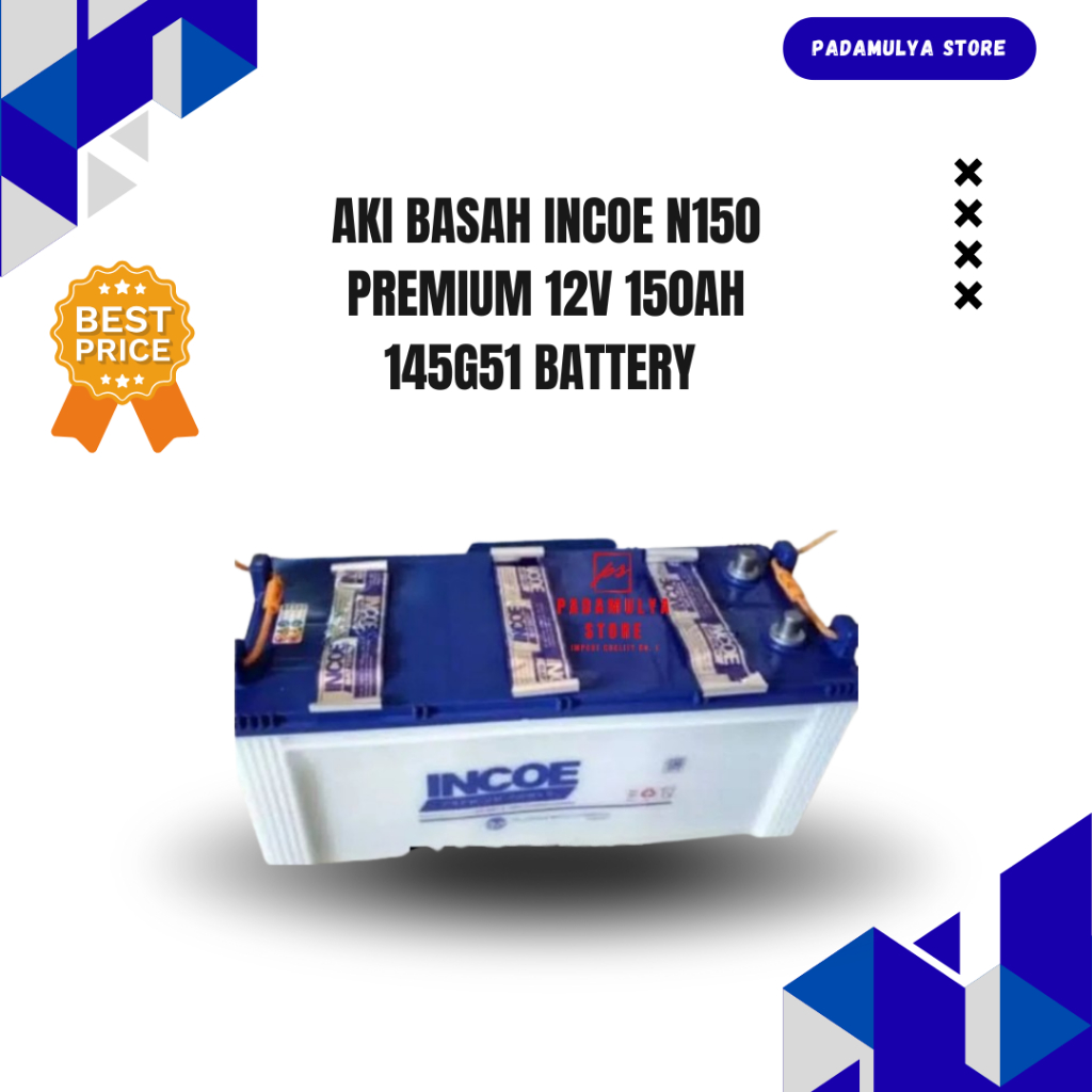 Jual Aki Basah Incoe N150 Premium 12V 150Ah 145G51 Battery Truck Kapal ...