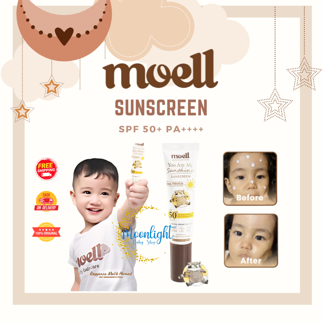 Jual Moell Physical Sunscreen Anak & Bayi SPF 50+ (PA++++) 30 gr ...