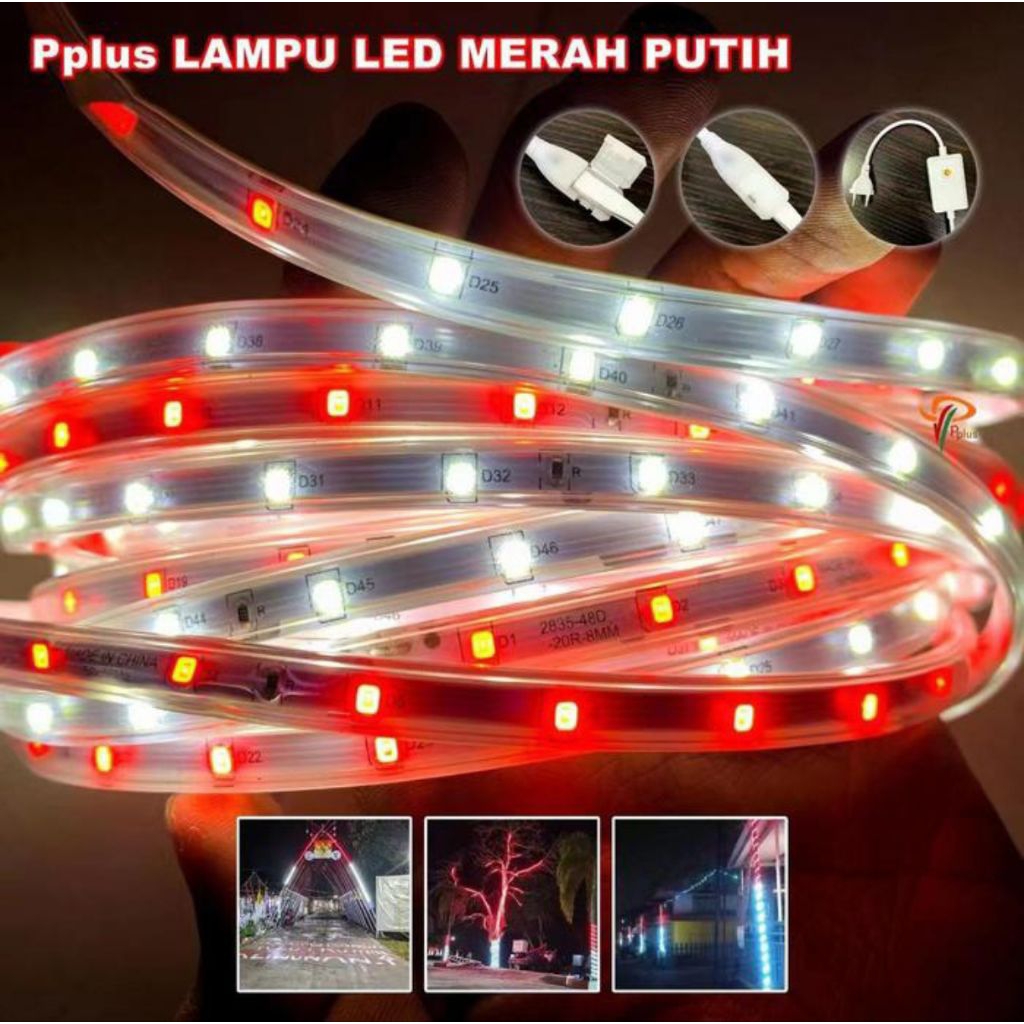 Jual EMICO LAMPU SELANG LED STRIP ROPE MERAH PUTIH 7M 7 METER + ADAPTOR ...