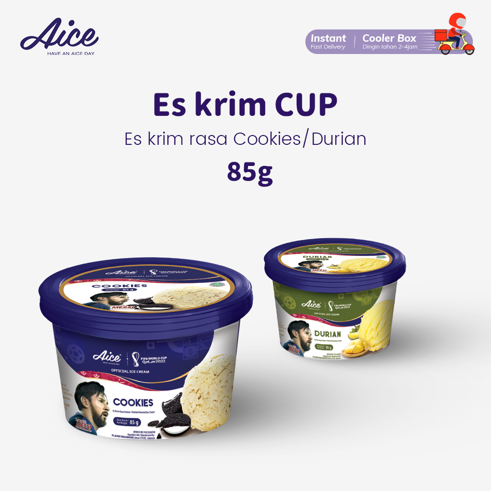 Jual Aice Ice Cream Cup 85 gram/ Es Krim Cup rasa Cookies dan Durian ...