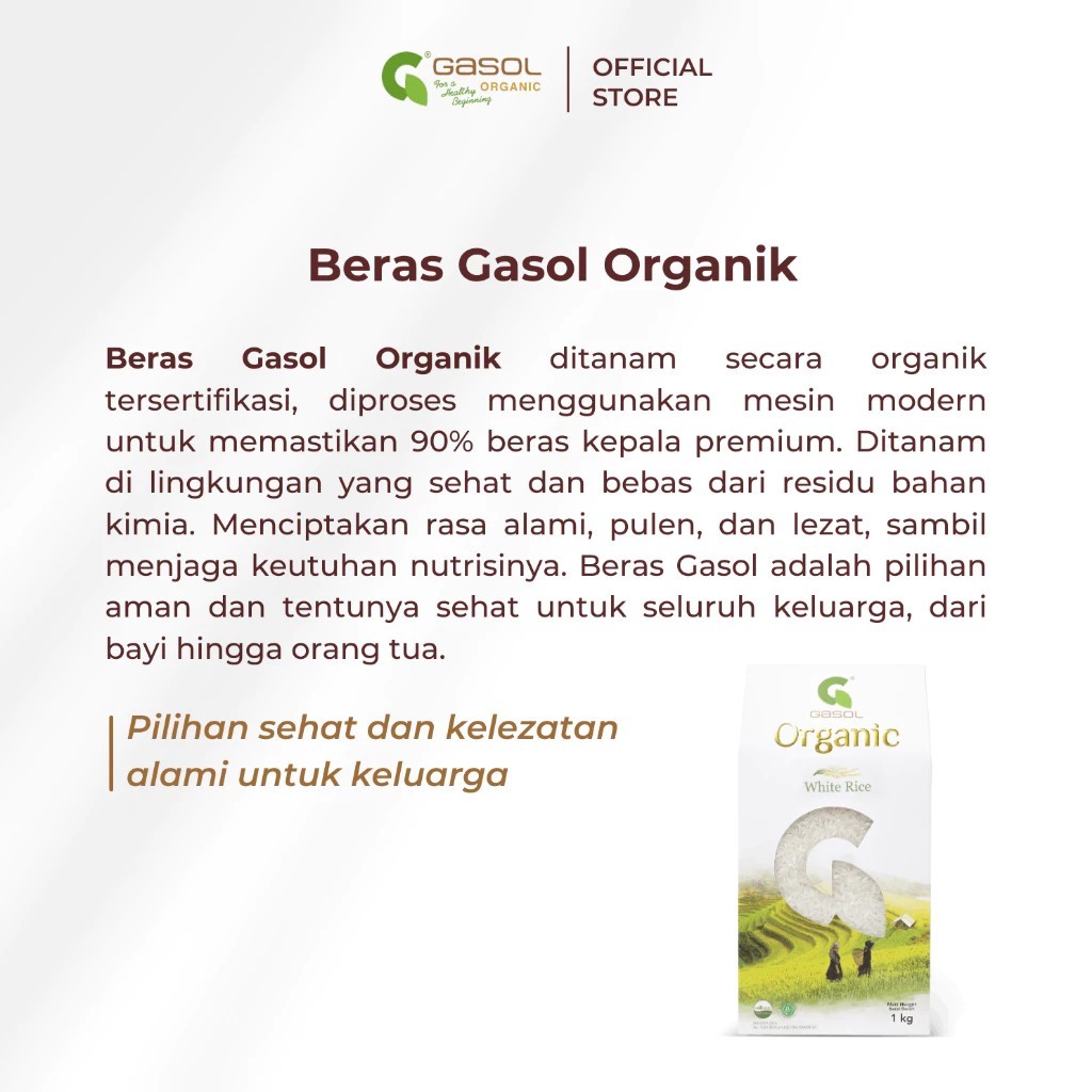 Jual GASOL BERAS PUTIH ORGANIK ISI 1 KG/ GASOL WHITE RICE ( EXP 10/2026 ...