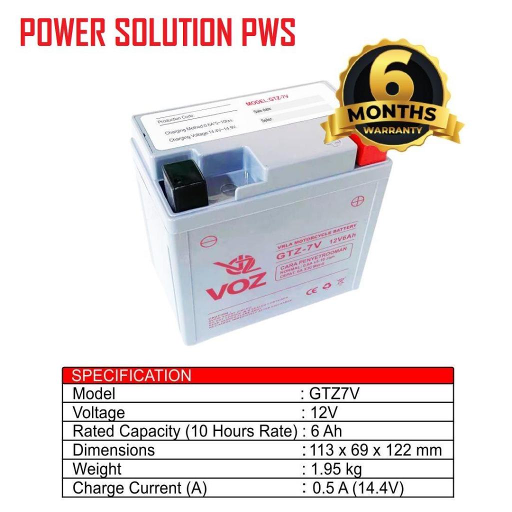 Jual AKI MOTOR VOZ GTZ7V 12V 6AH / BATRE BATERAI MF SEPEDA MOTOR 12 ...