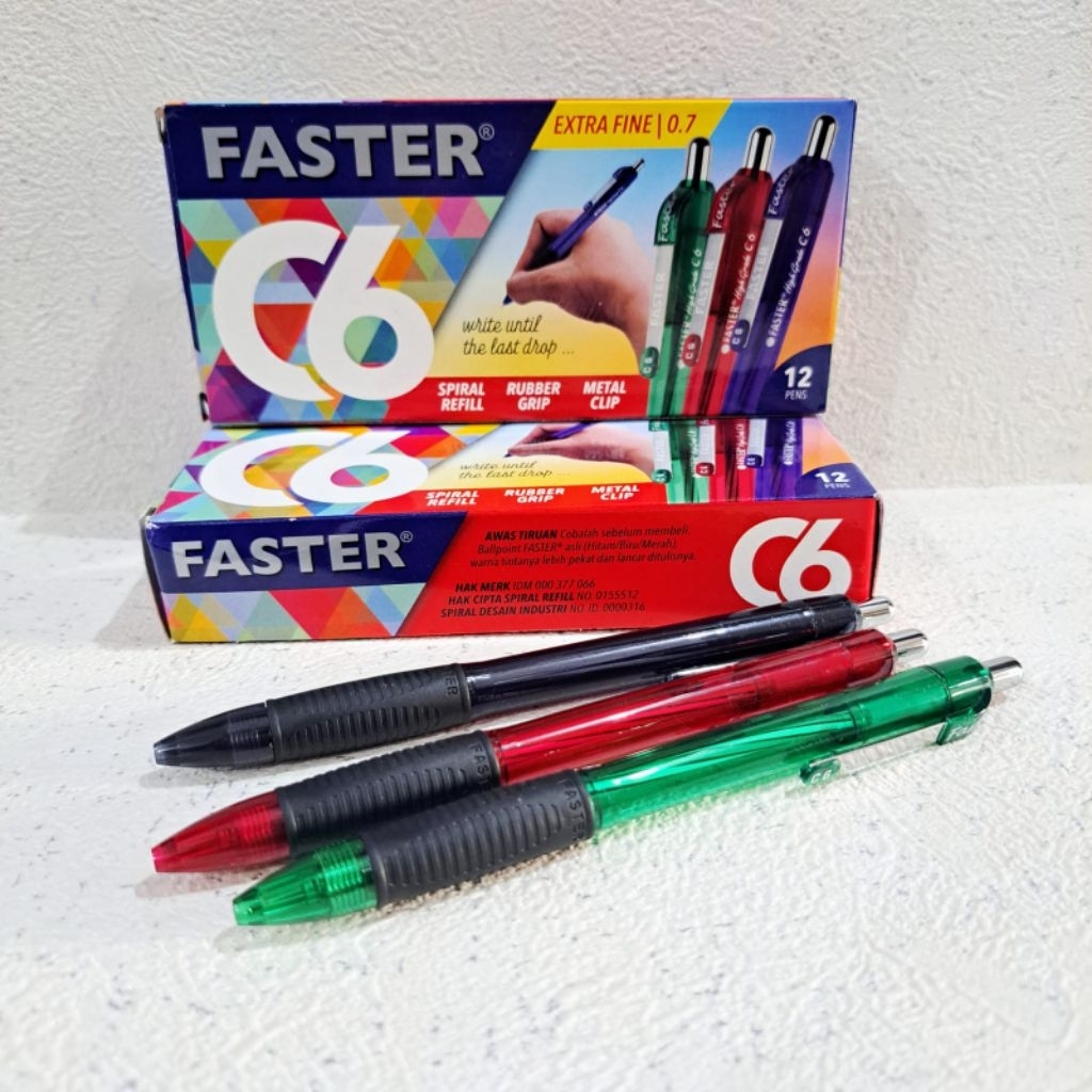 Jual (12 Pcs) Pen Faster C6 | Shopee Indonesia