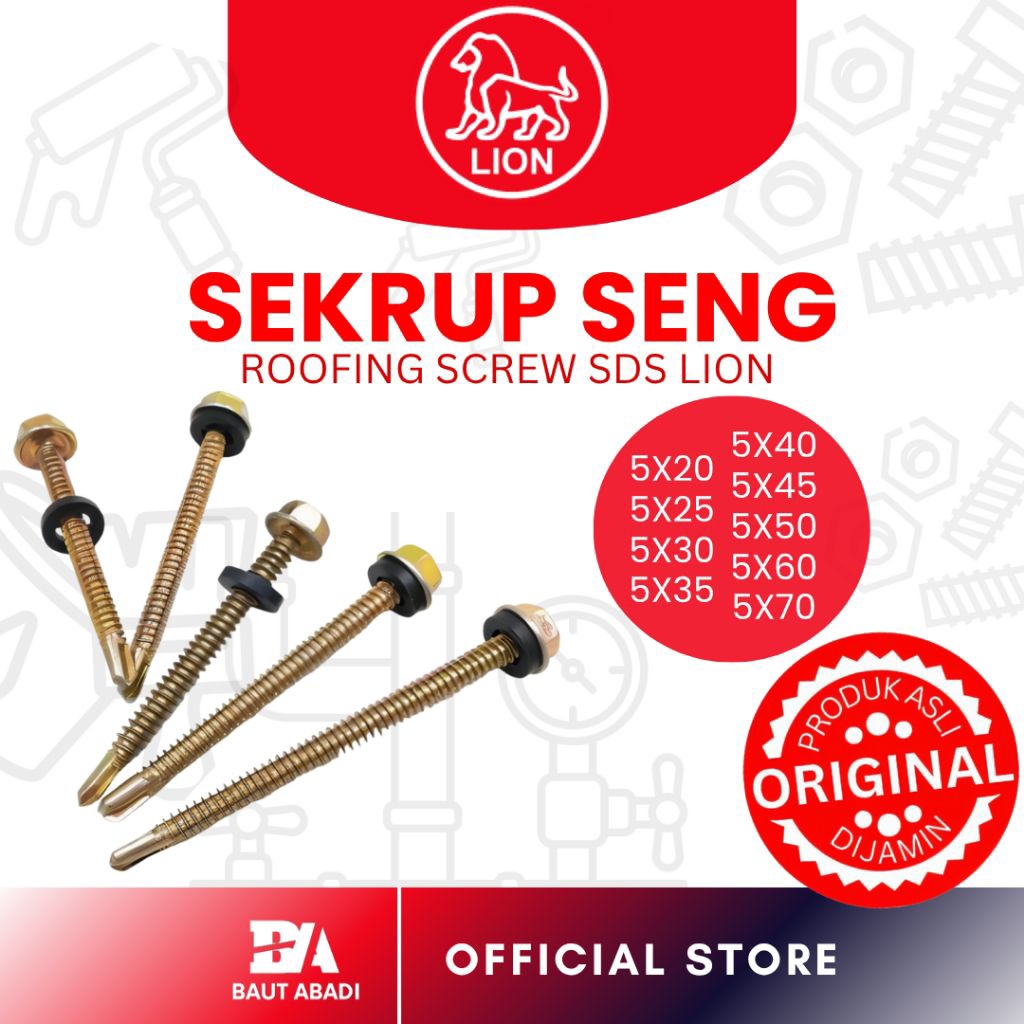 Jual Baut Roofing Drilling Screw/ Baut Seng Merk Moon Lion Kode L ASLI ...