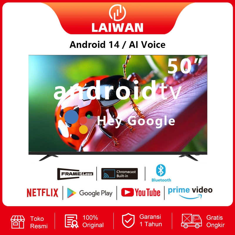 Jual [LAIWAN] Frameless Smart TV LED Android 50 Inch TV 4k televisi Led TV 32 inch 43 inch ...