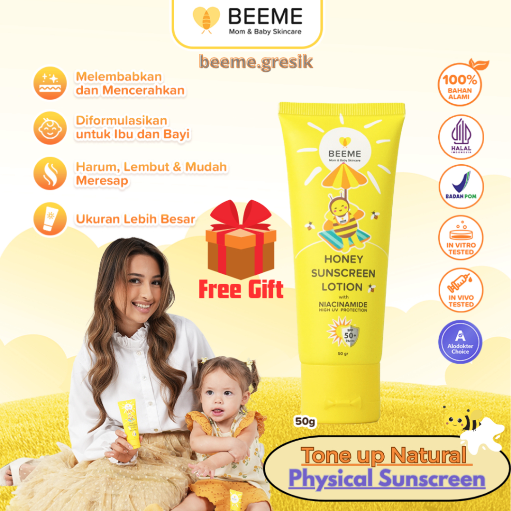 Jual [ KEMASAN BESAR ] BEEME SUNSCREEN NIACINAMIDE 50gr Sunblok UV ...