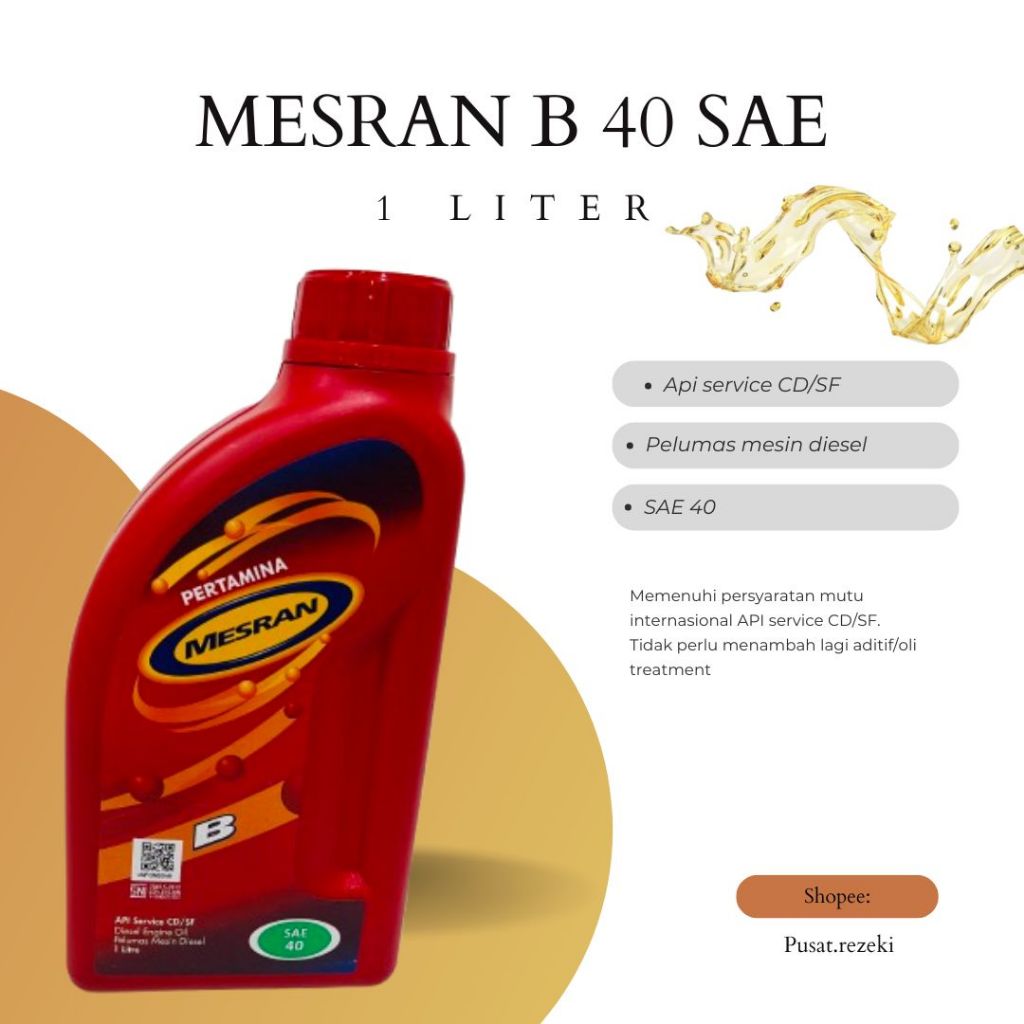 Jual OLI MESRAN B40 SAE 1000ML PELUMAS MESIN DIESEL | Shopee Indonesia