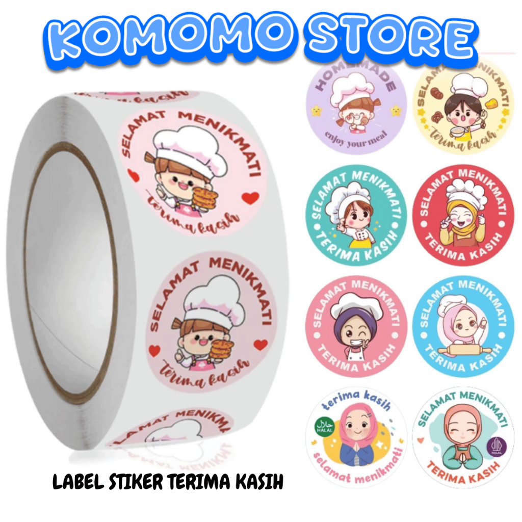 Jual KMM STICKER JUALAN THANK YOU 500 LABEL STIKER TERIMA KASIH MOTIF ...