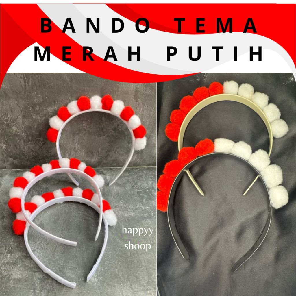 Jual BANDO POM POM TEMA MERAH PUTIH COCOK UNTUK MEMERIAHKAN ACARA ...