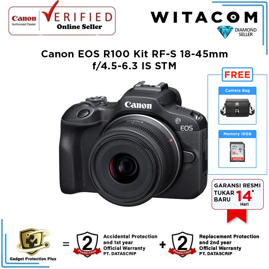 Jual Canon EOS R100 / R 100 Kit RF-S 18-45mm f/4.5-6.3 IS STM - Garansi ...