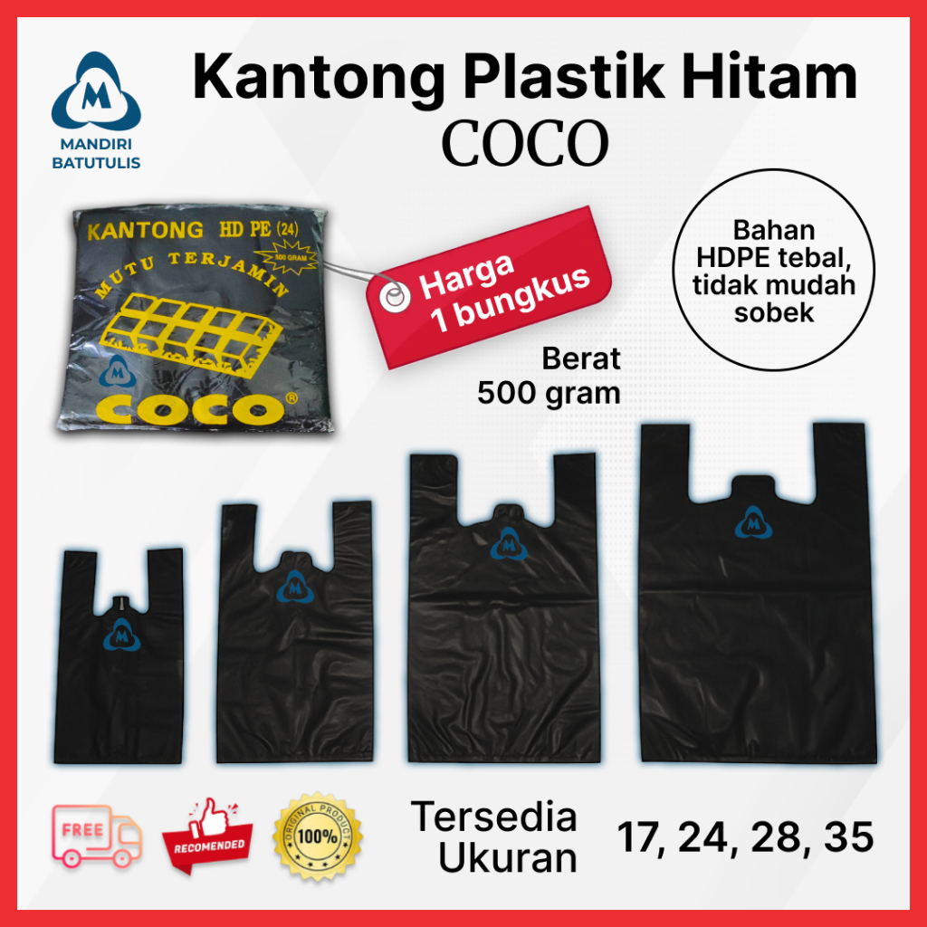 Jual Kantong Plastik Kresek Hitam COCO - Plastic Hitam HDPETebal Kuat ...