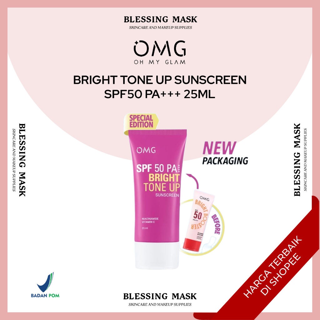 Jual OMG OH MY GLAM Bright Tone Up Sunscreen SPF 50 PA++++ - 25ml ...