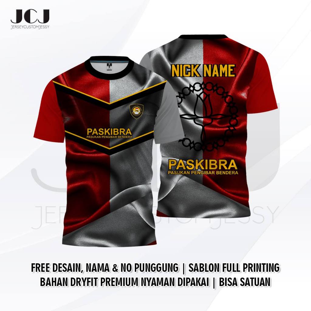 Jual JERSEY CUSTOM PASKIBRA MERAH ABU PENDEK Free Design Custom Nama ...