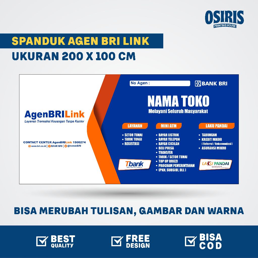 Jual CETAK SPANDUK/BANNER AGEN BRI LINK - UKURAN 200 X 100 CM | Shopee ...