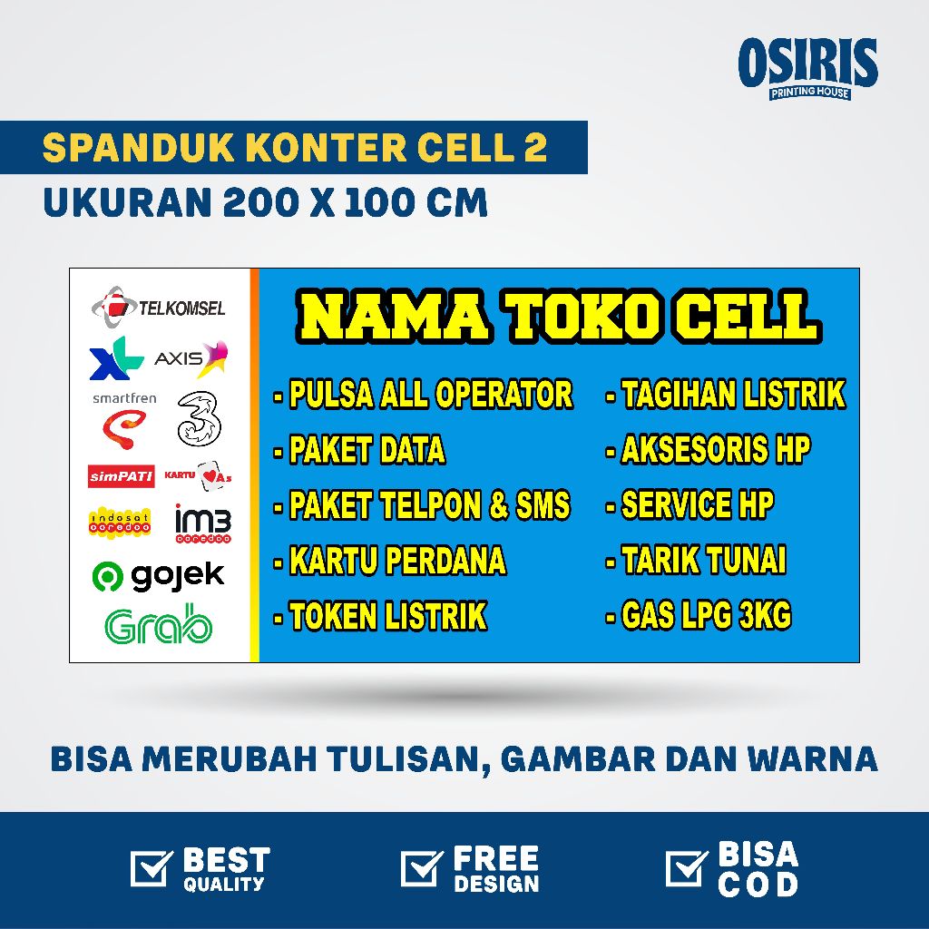 Jual CETAK SPANDUK/BANNER KONTER CELL 2 - UKURAN 200 X 100 CM | Shopee ...
