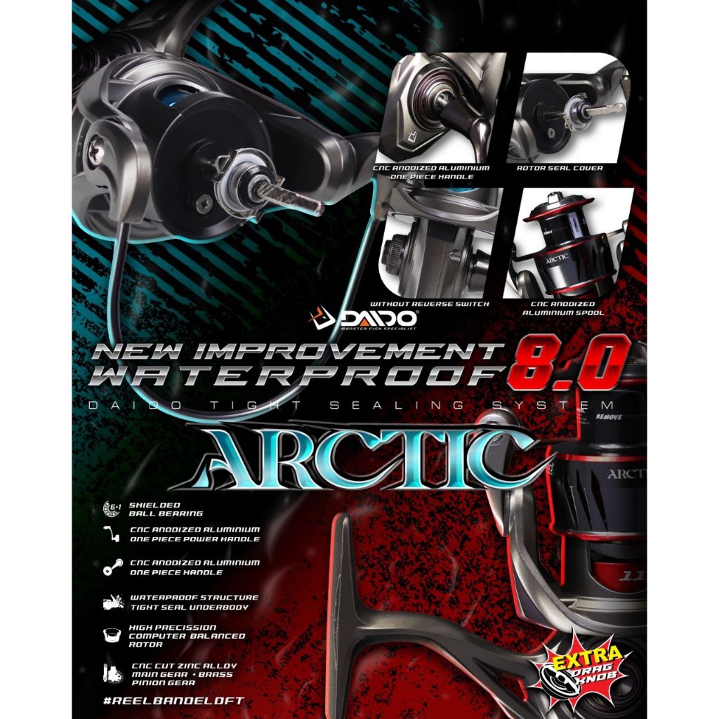 Jual Reel DAIDO ARCTIC Power Handle Kualitas SW (Bonus Drag Knob ...