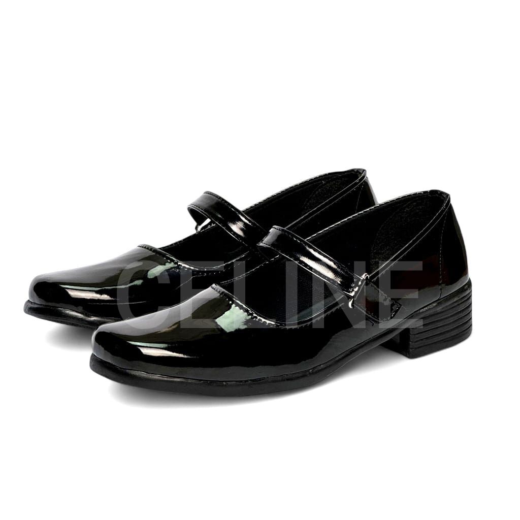 Jual Sepatu Pantofel Wanita Hitam Glossy Hak 3cm Cewek Sekolah Kantor ...