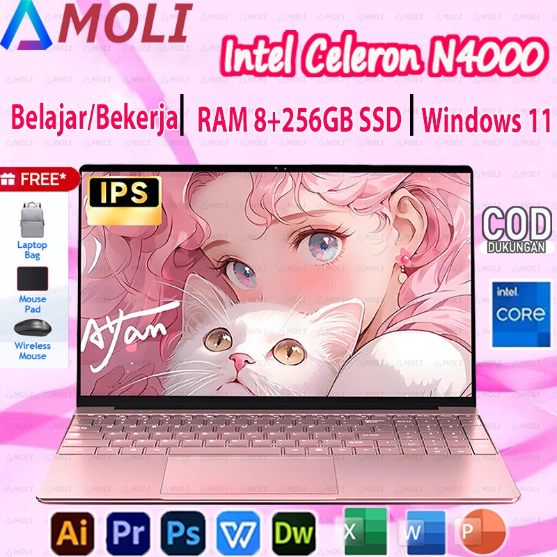Jual AMOLI 【Pengiriman lokal】 Laptop merah muda 14 inci Pink Laptop ...