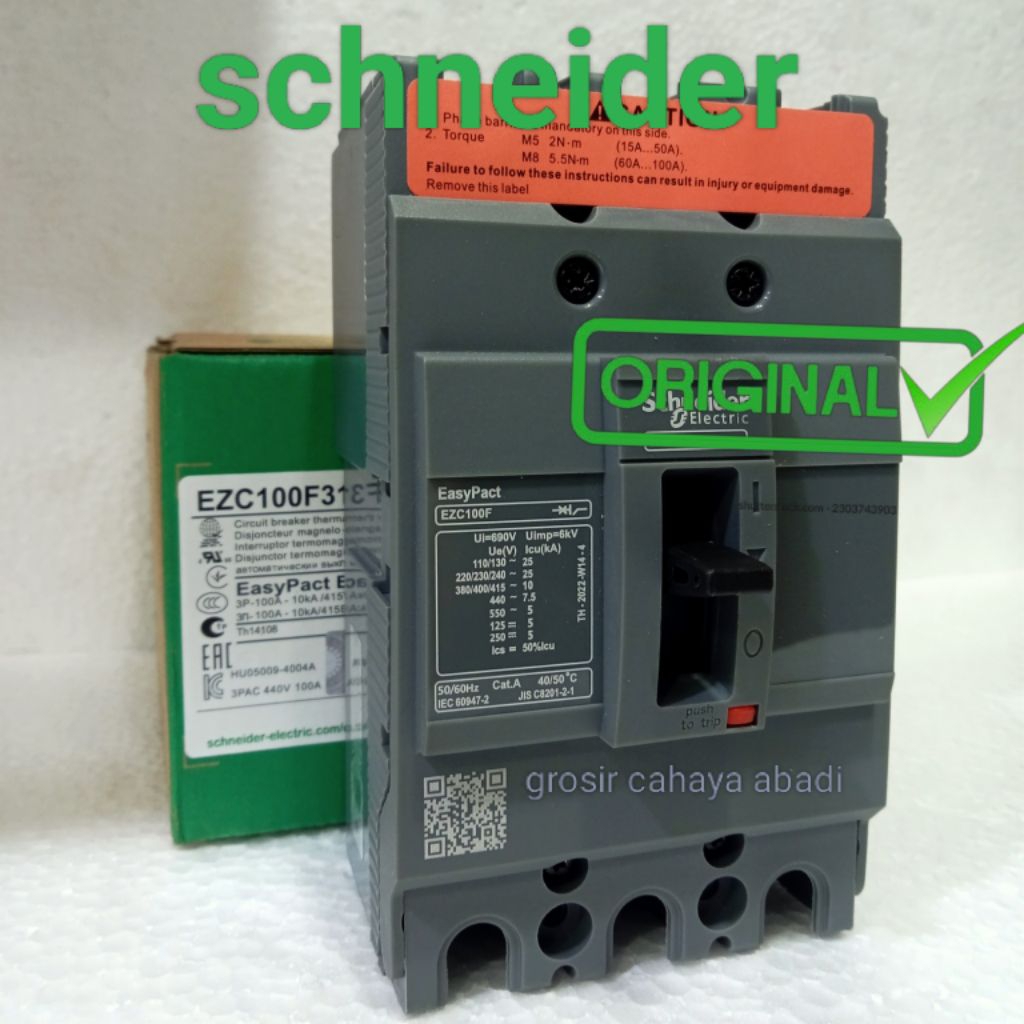 Jual mccb breaker Schneider ezc100f3075 ezc100f 75a 3phase original ...