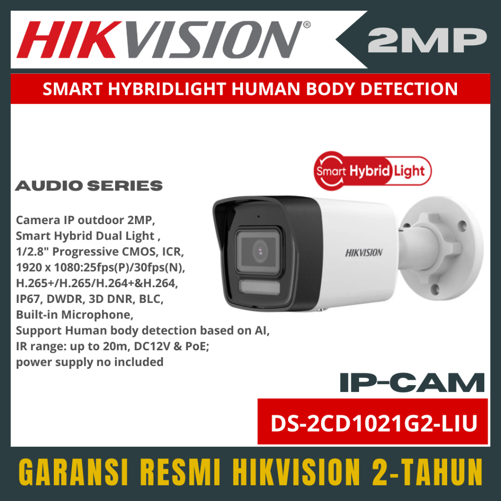 Jual HIKVISION DS-2CD1021G2-LIU 2MP IP CAMERA OUTDOOR KAMERA CCTV | Shopee Indonesia