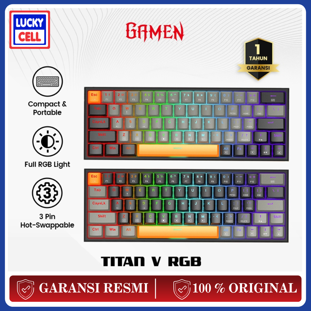 Jual GAMEN Keyboard Gaming Mechanical 66 Keys Titan 5 RGB Full Light ...