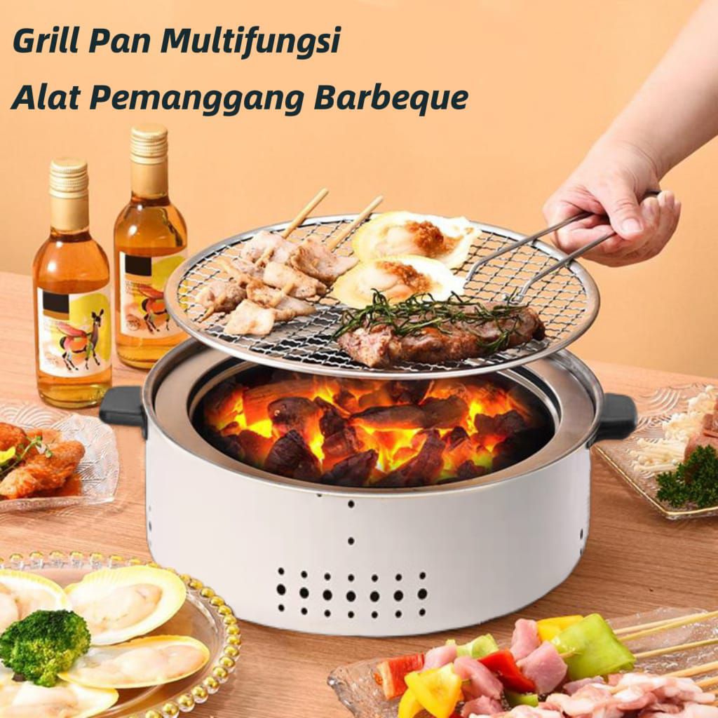 Jual Aesthetic Grill Pan / Kompor Arang / Pemanggang Barbeque Bulat BBQ ...