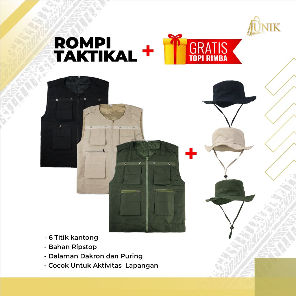 Jual Rompi Taktikal Outdoor Gratis Topi Rimba – Rompi Seragam Lapangan ...