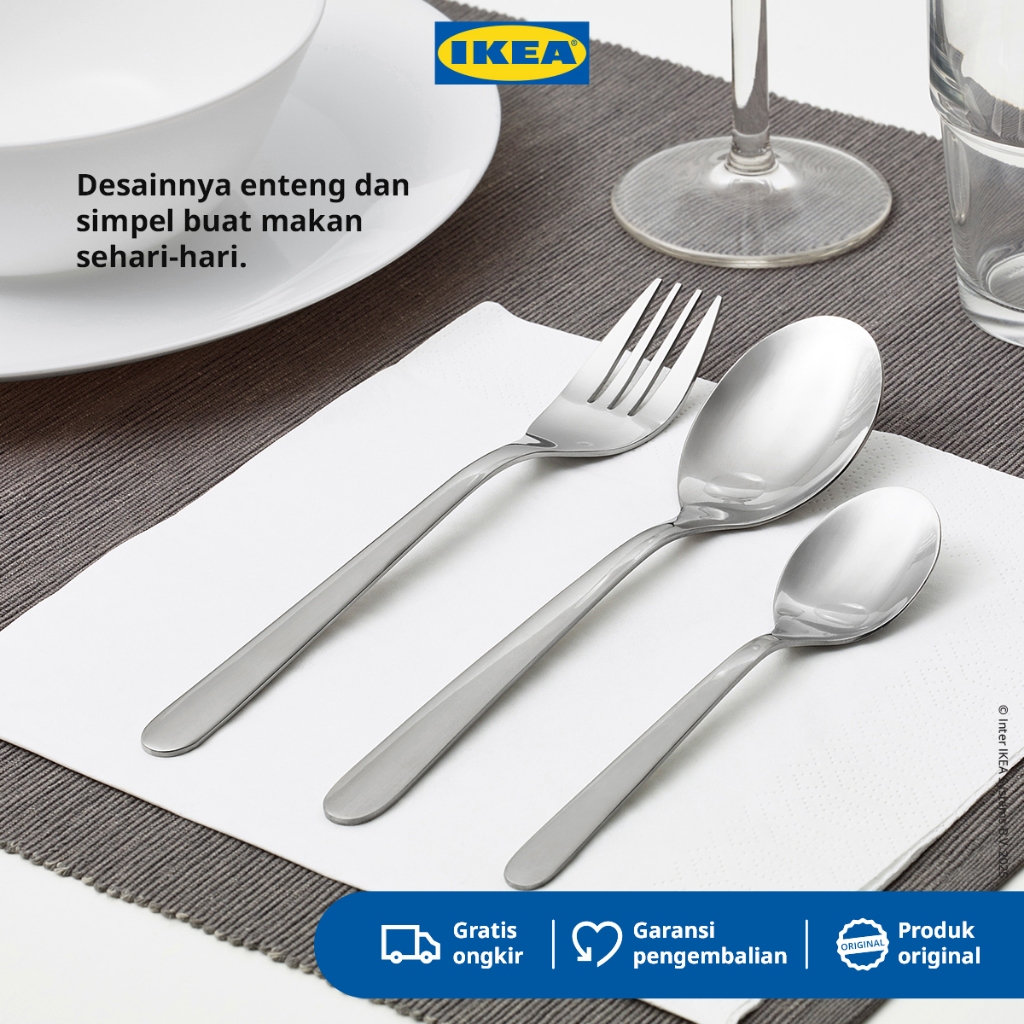 Jual IKEA MOPSIG Sendok Garpu set stainless Peralatan Makan Isi 12pcs ...