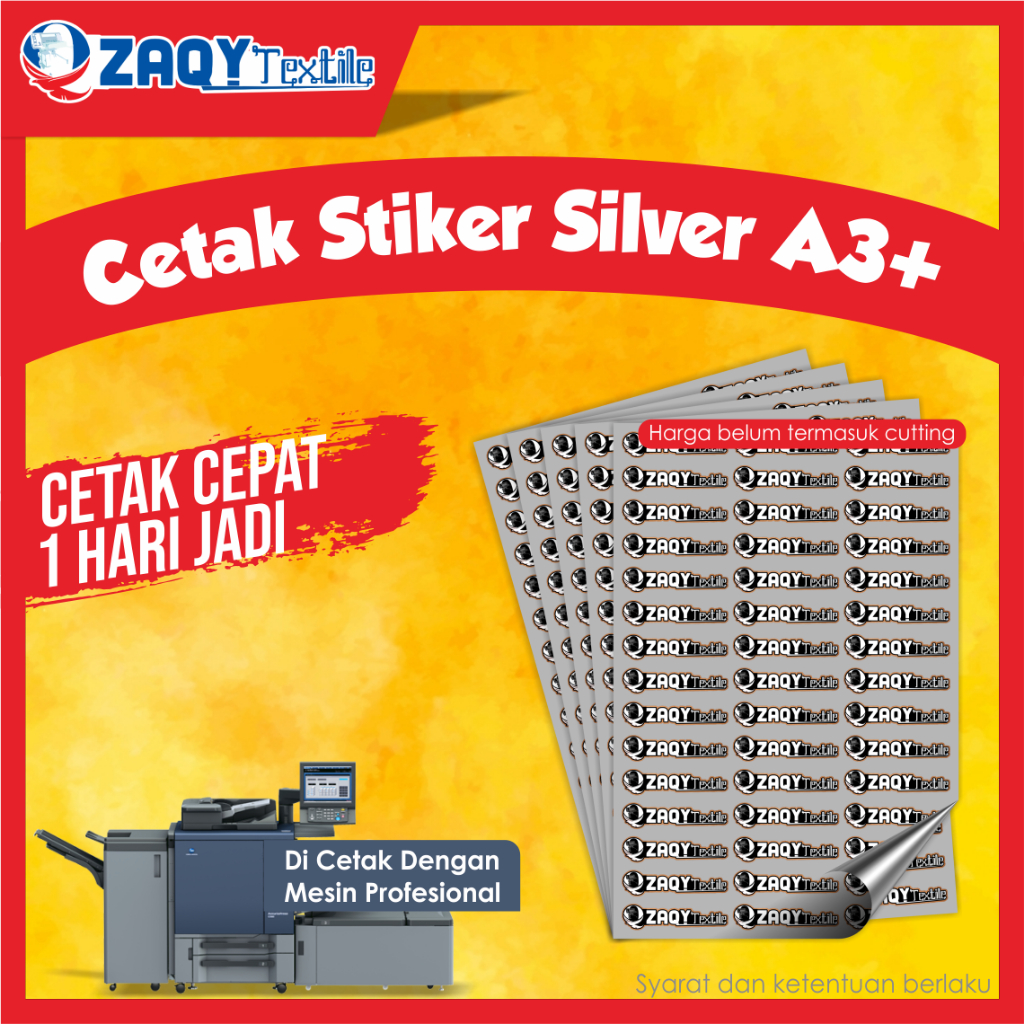 Jual Cetak Sticker Vinyl Silver a3+ (32x48CM) / Cetak Label kemasan ...