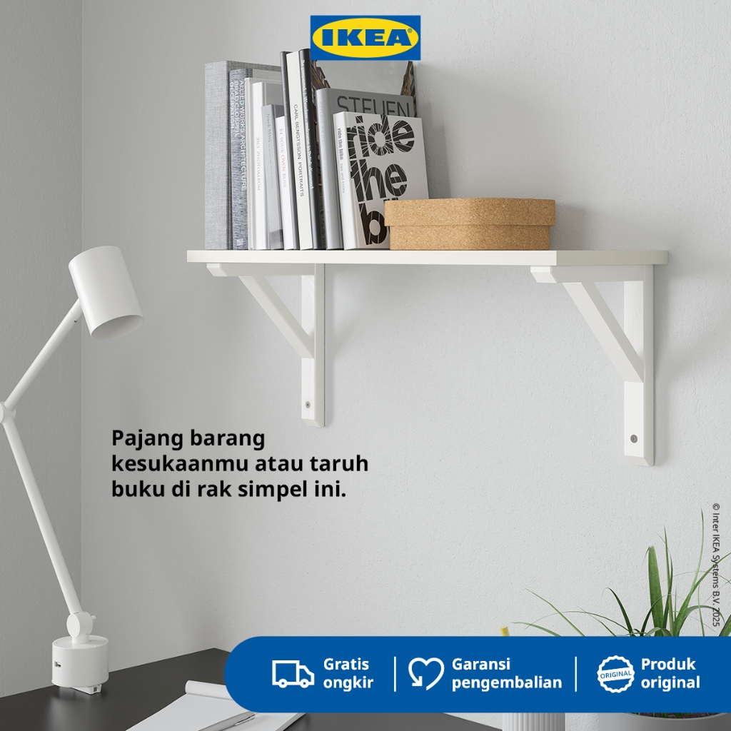 Jual IKEA BURHULT/SANDSHULT Rak Ambalan Dinding Putih/Aspen Berlapis ...
