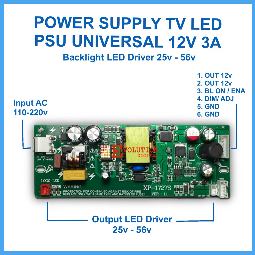Jual Power supply TV LED PSU 12v 3A Backlight driver inverter out 25v ...